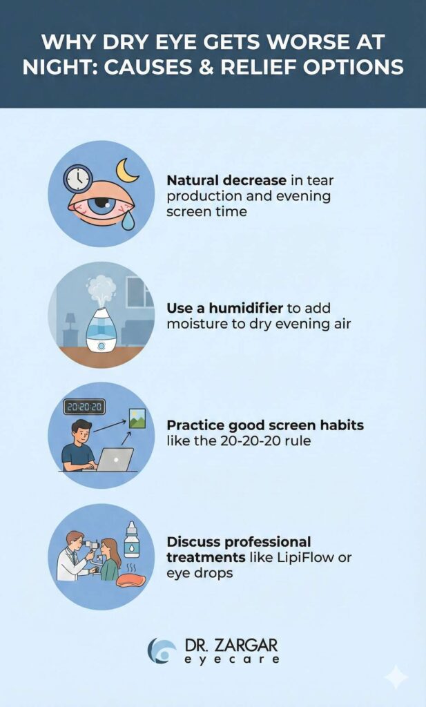 Why Dry Eye Gets Worse at Night: Causes and Relief Options